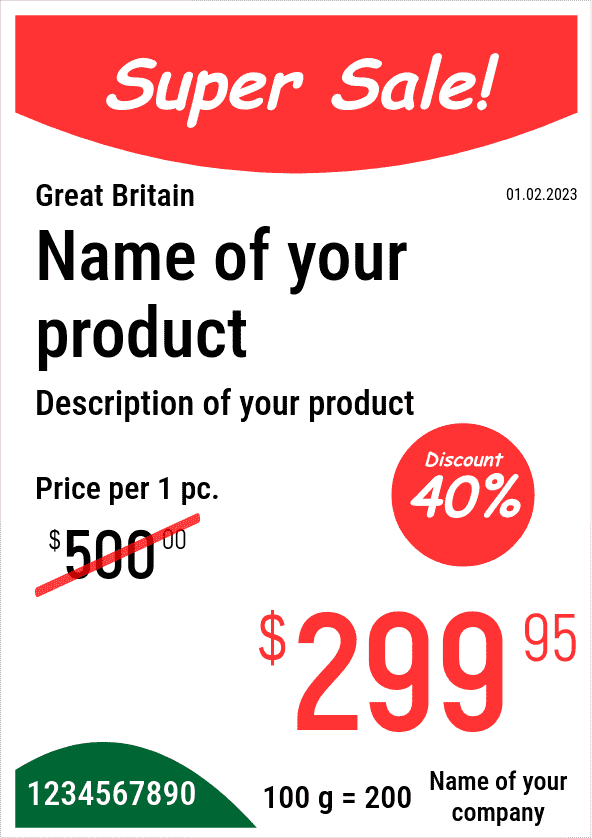 Price tags - print, fill out, download online