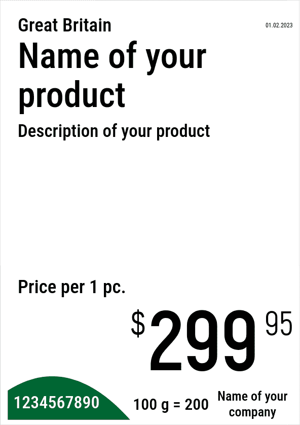 Price tags - print, fill out, download online
